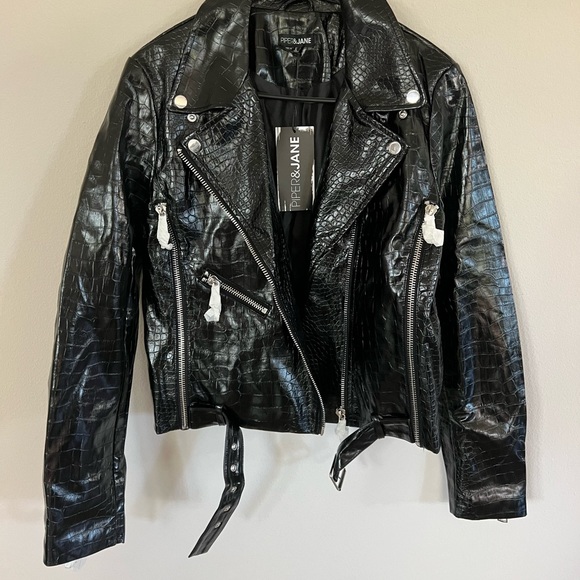 piper & Jane | Jackets & Coats | Piper Jane Faux Lather Biker Jacket ...